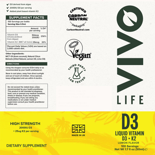 Vivo Vitamina D3 Lichidă 2000UI 50ml